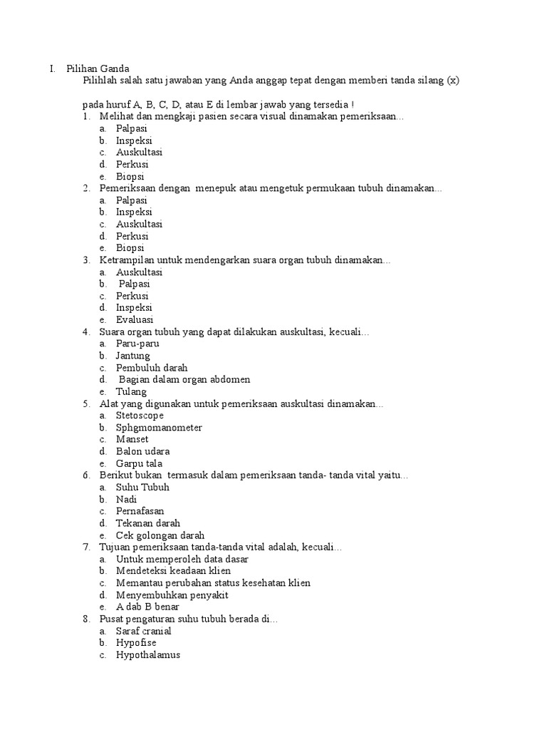 Soal Ujian Akhir Kelas Xii Tanda2 Vital | PDF