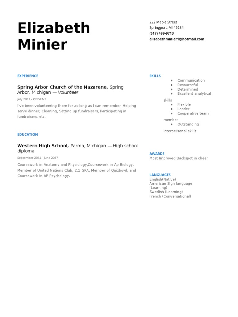 Elizabeth Minier: Spring Arbor Church of The Nazarene, Spring | PDF ...