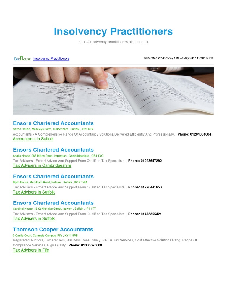 Insolvency Practitioners BizHouse - Uk | PDF | Bankruptcy | Accountant