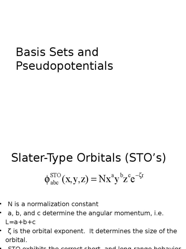 Basis Sets and Pseudopotentials | PDF | Molecular Orbital | Particle Physics