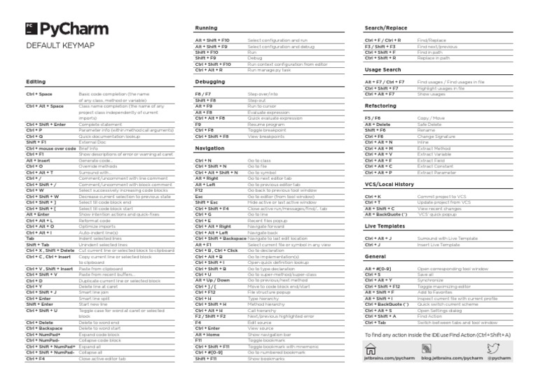 PyCharm ReferenceCard PDF | Download Free PDF | Software Development ...