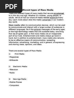 Different Types Of Mass Media