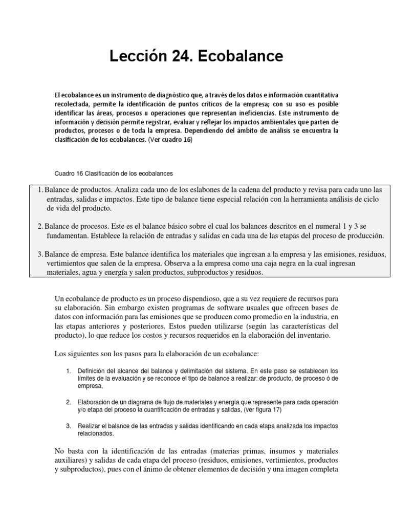 Lección 24. Ecobalance | PDF | Residuos | Materia prima