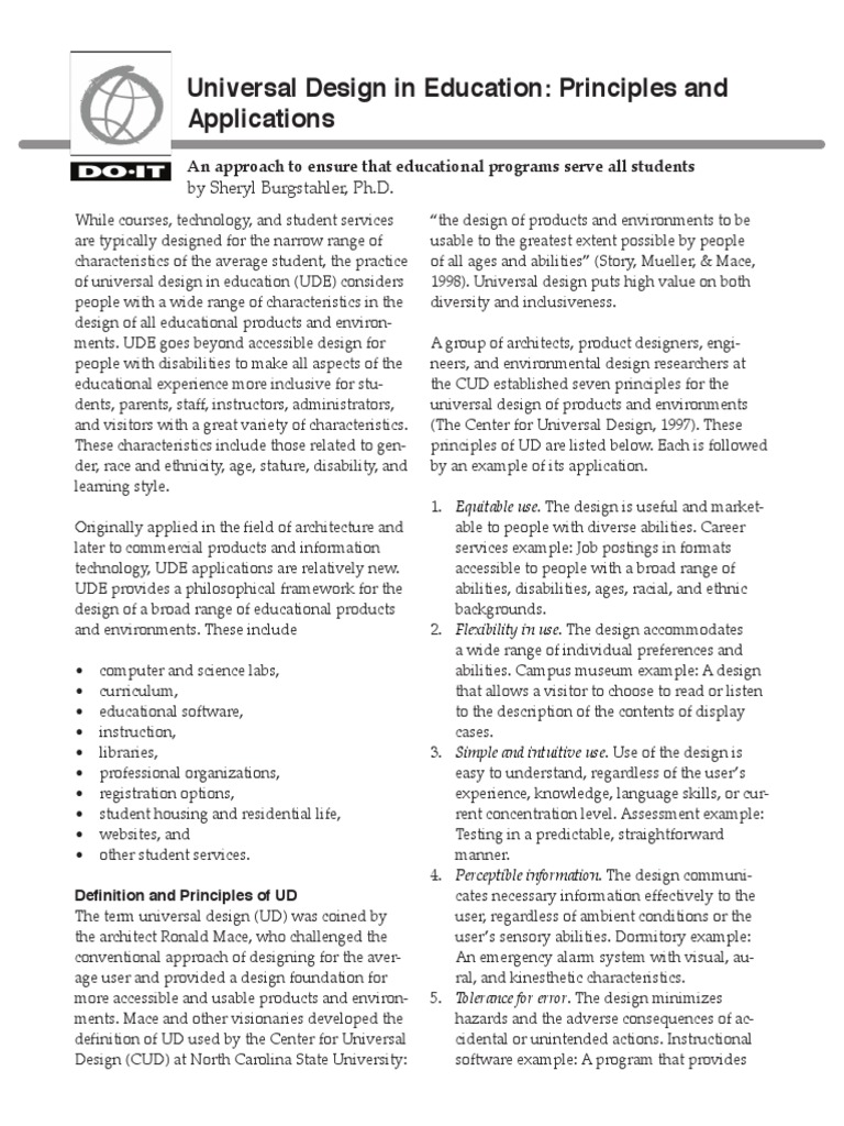 Universal Design Education Principles Applications | PDF ...