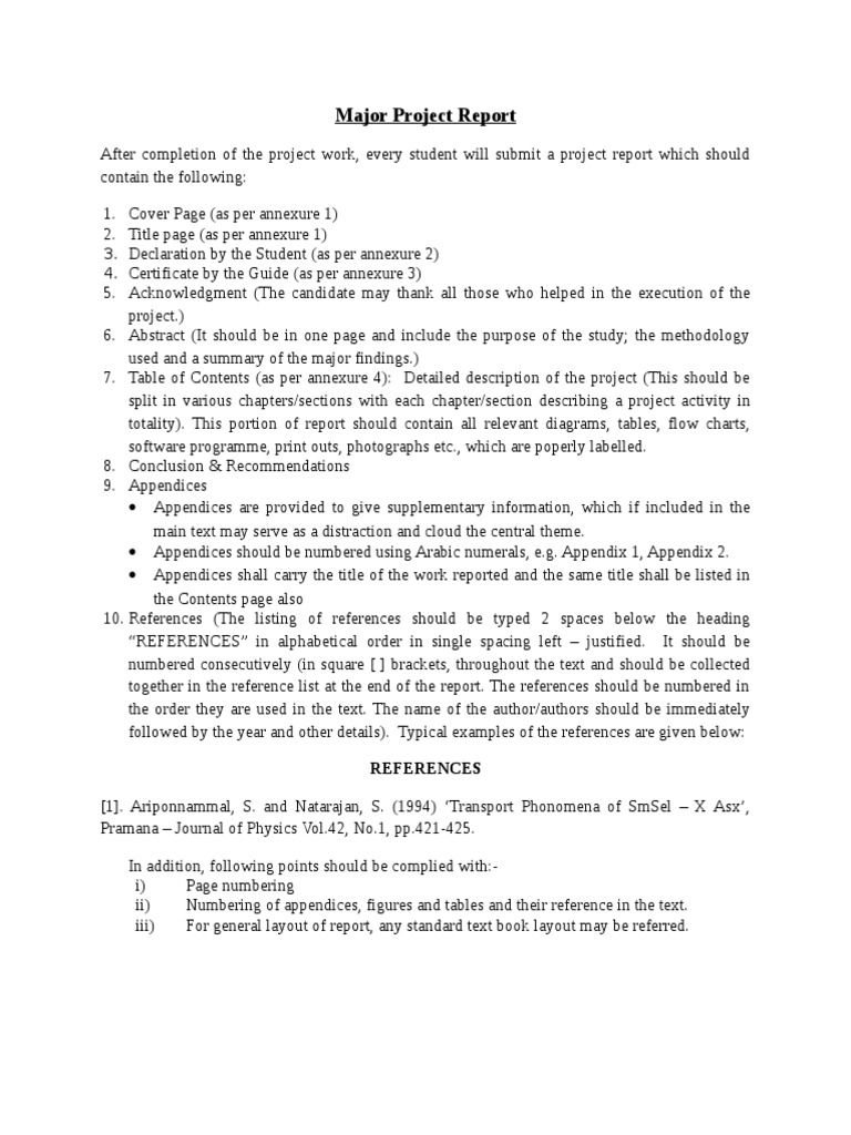 Major Project Report: References | PDF | Specification (Technical ...