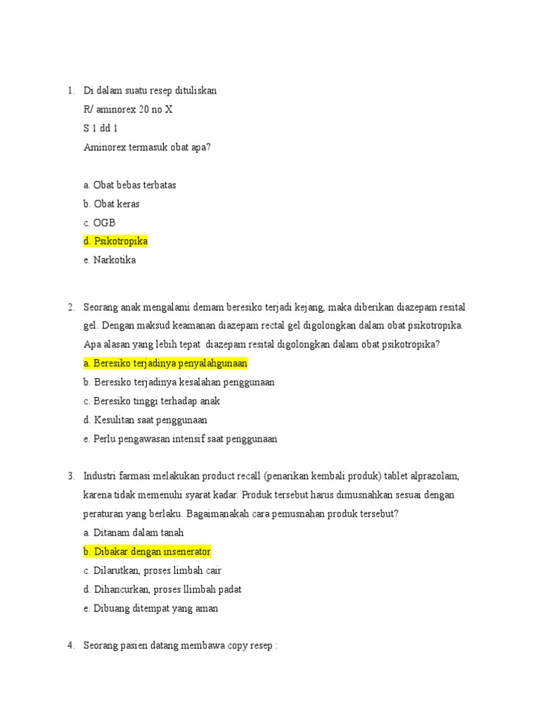 Soal Psikotropika | PDF | Sains & Matematika | Griya & Taman