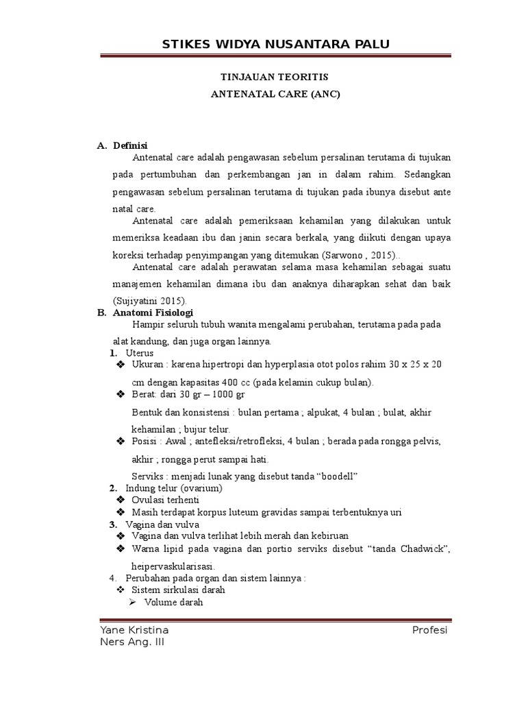 Lp Antenatal Care Pdf