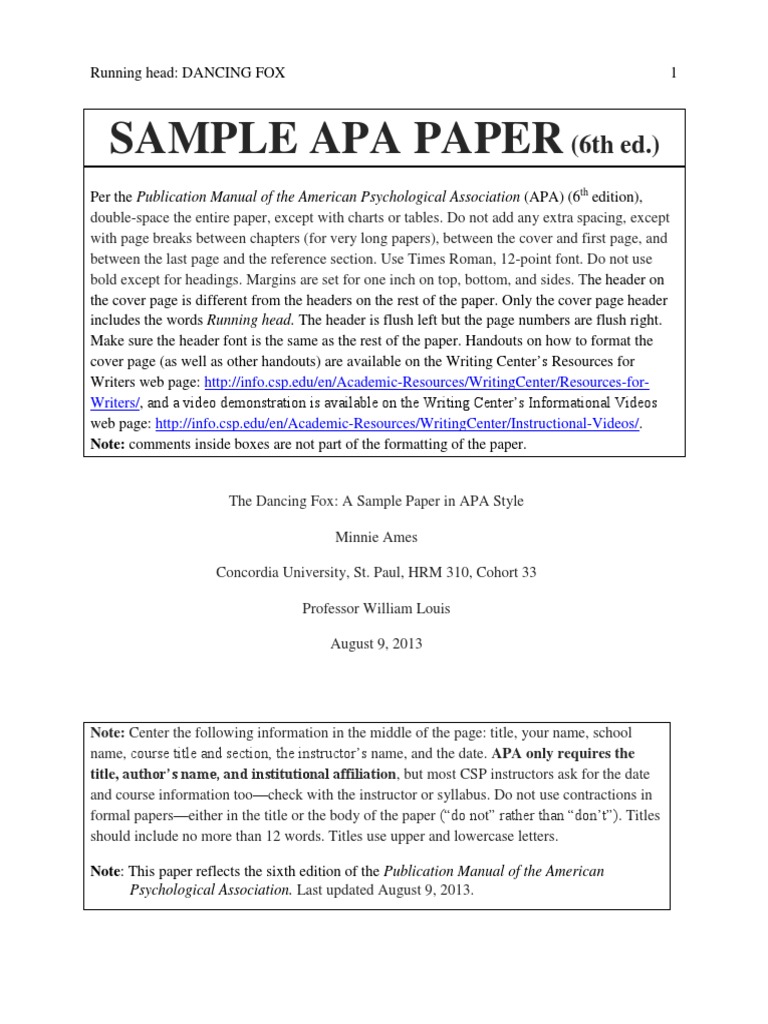 Apa Sample Paper 6th Edition | Pdf | Ellipsis | Citation