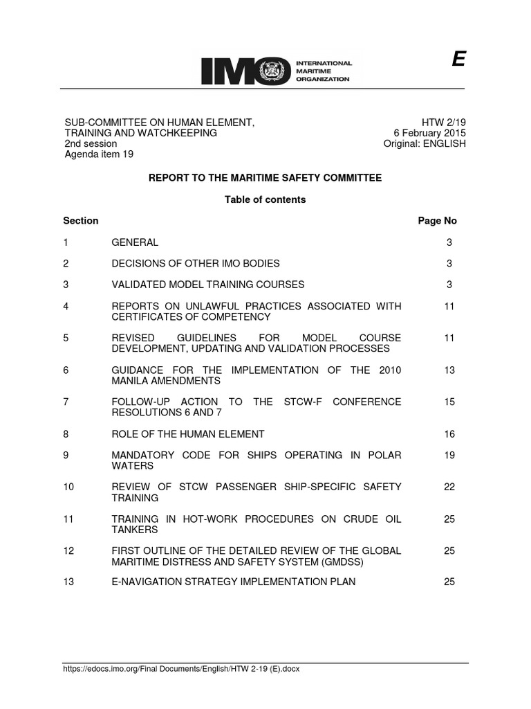 IMO Human Element Training Report | PDF | Technology & Engineering
