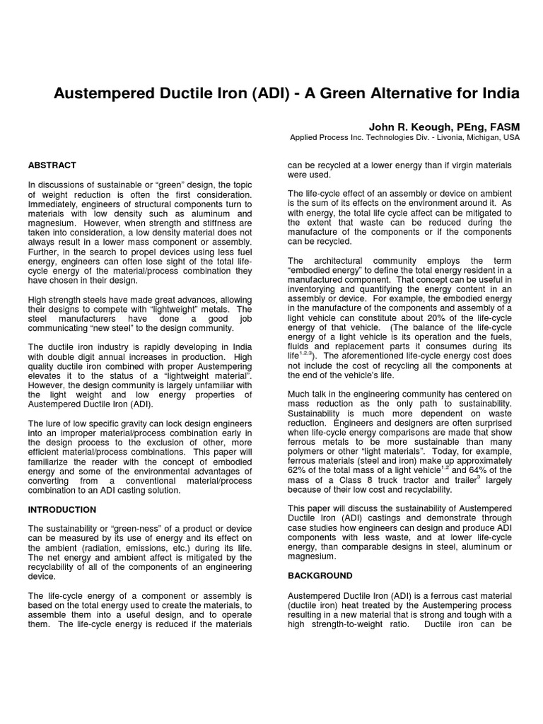 ADI CASt Iron-2 PDF | PDF | Aluminium | Casting (Metalworking)