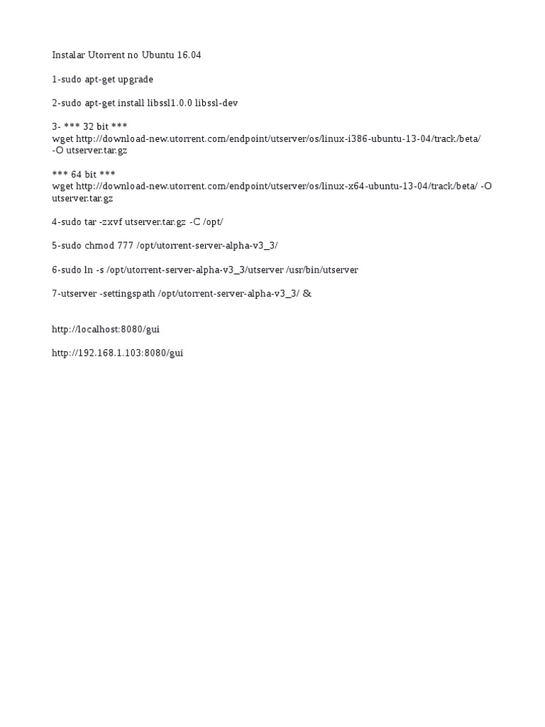 Comando Instalar Utorrent No Ubuntu 16.04 | PDF | Business | Technology & Engineering