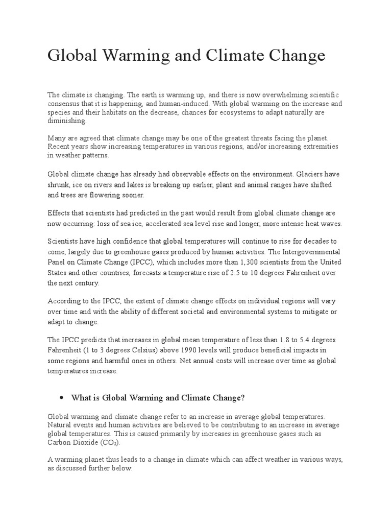 Global Warming and Climate Change | PDF | Greenhouse Effect | Global ...