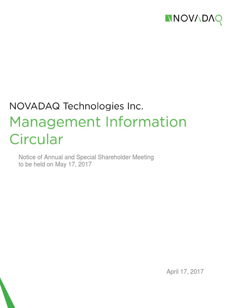 Novadaq Management Information Circle | PDF | Proxy Voting | Stocks