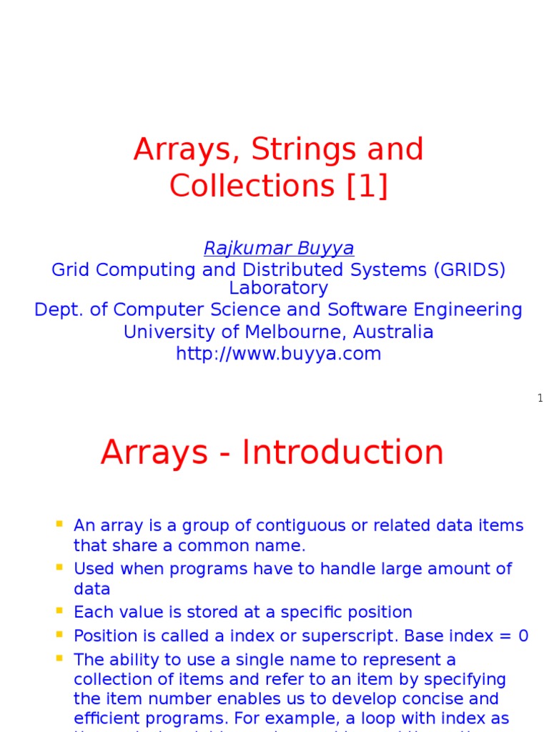 Arrays, Strings and Collections | Download Free PDF | Array Data ...