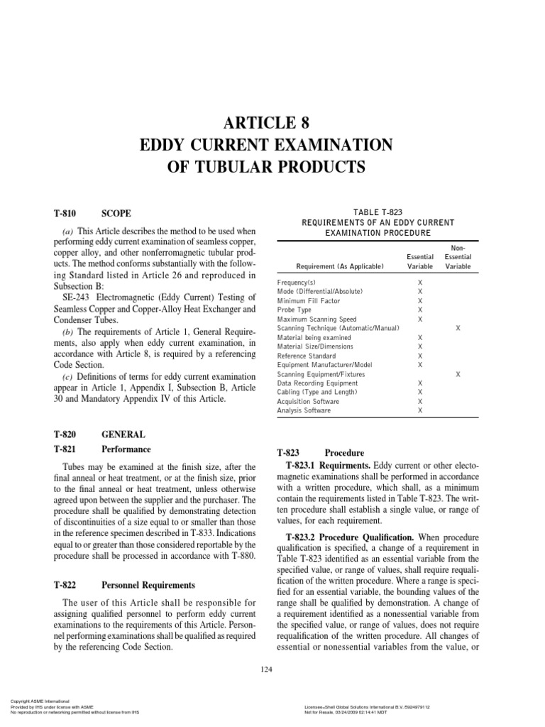 Asme V Art 8 | PDF | Calibration | Pipe (Fluid Conveyance)