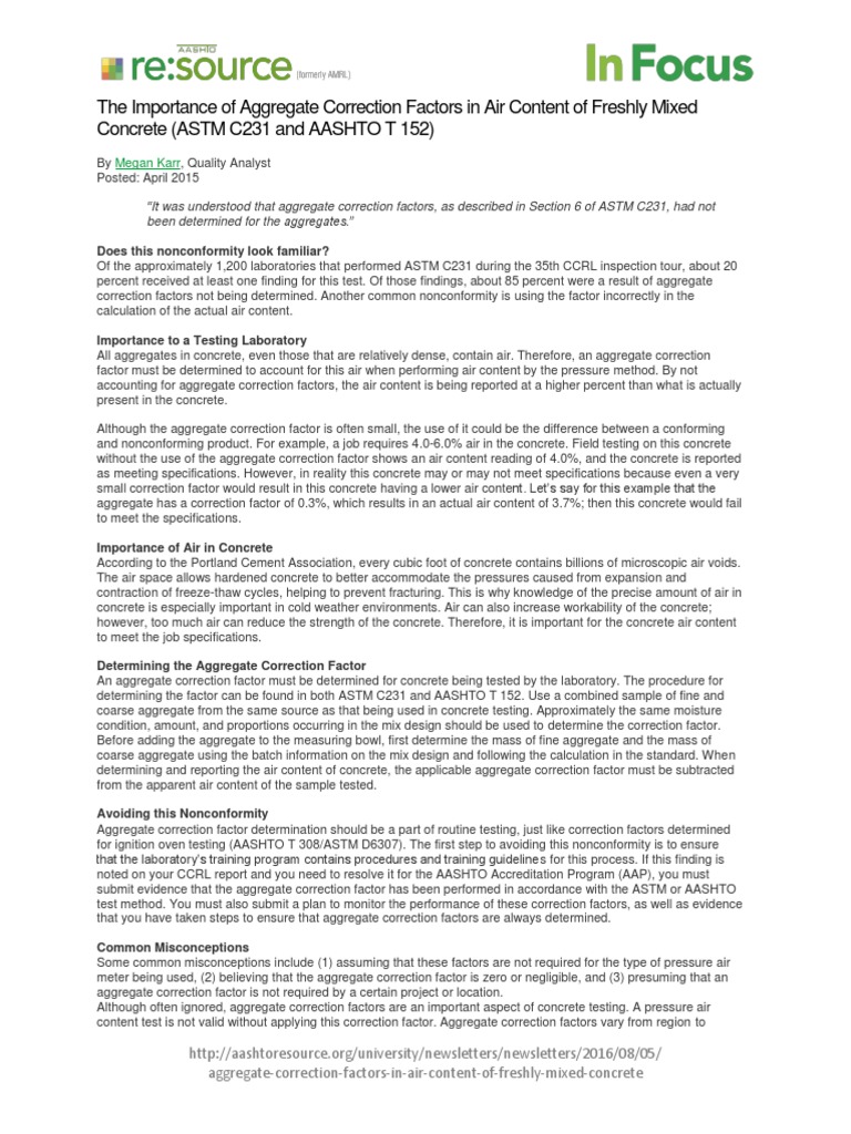 The Importance of Aggregate Correction Factors in Air Content of ...