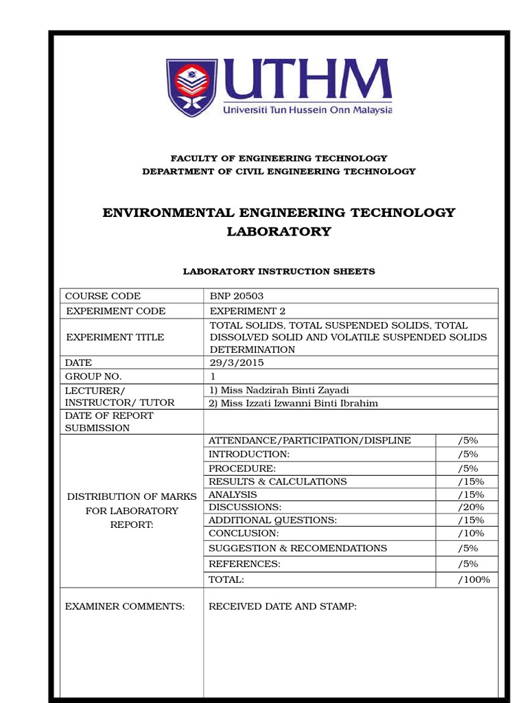Exp.2 - TS, TSS, Tds - Vss | PDF | Filtration | Liquids
