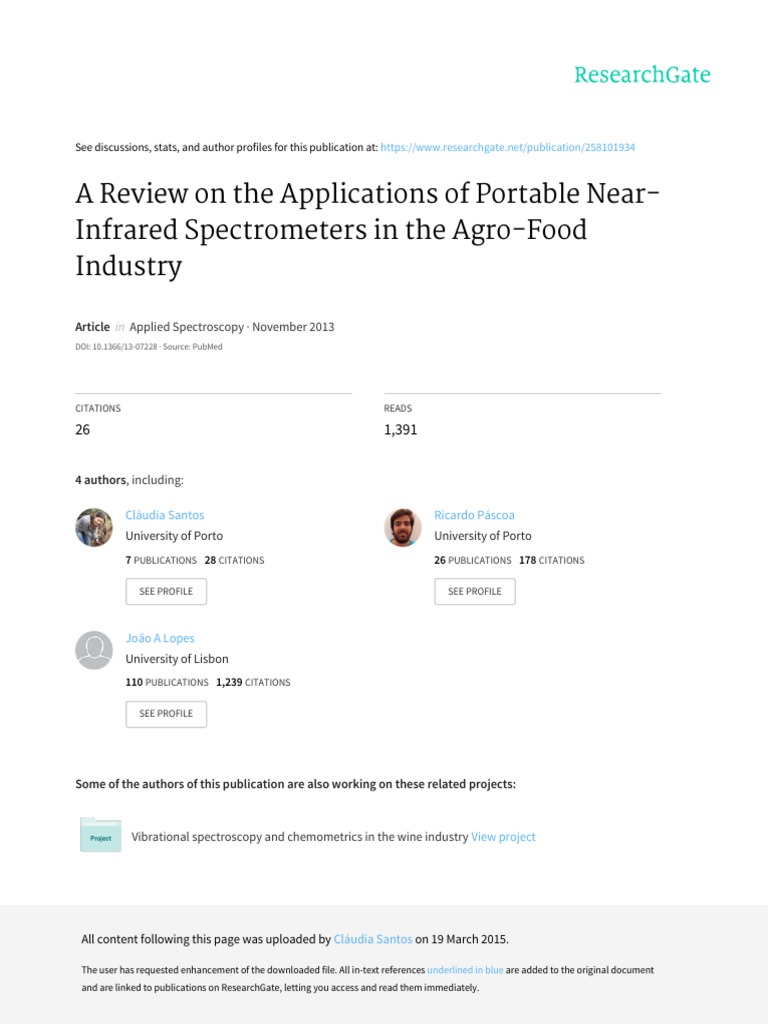 NIR Application | PDF | Chemometrics | Infrared