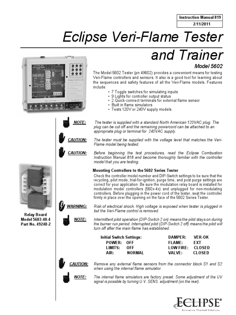 Eclipse Veri-Flame Tester and Trainer: Model 5602 | PDF | Switch ...