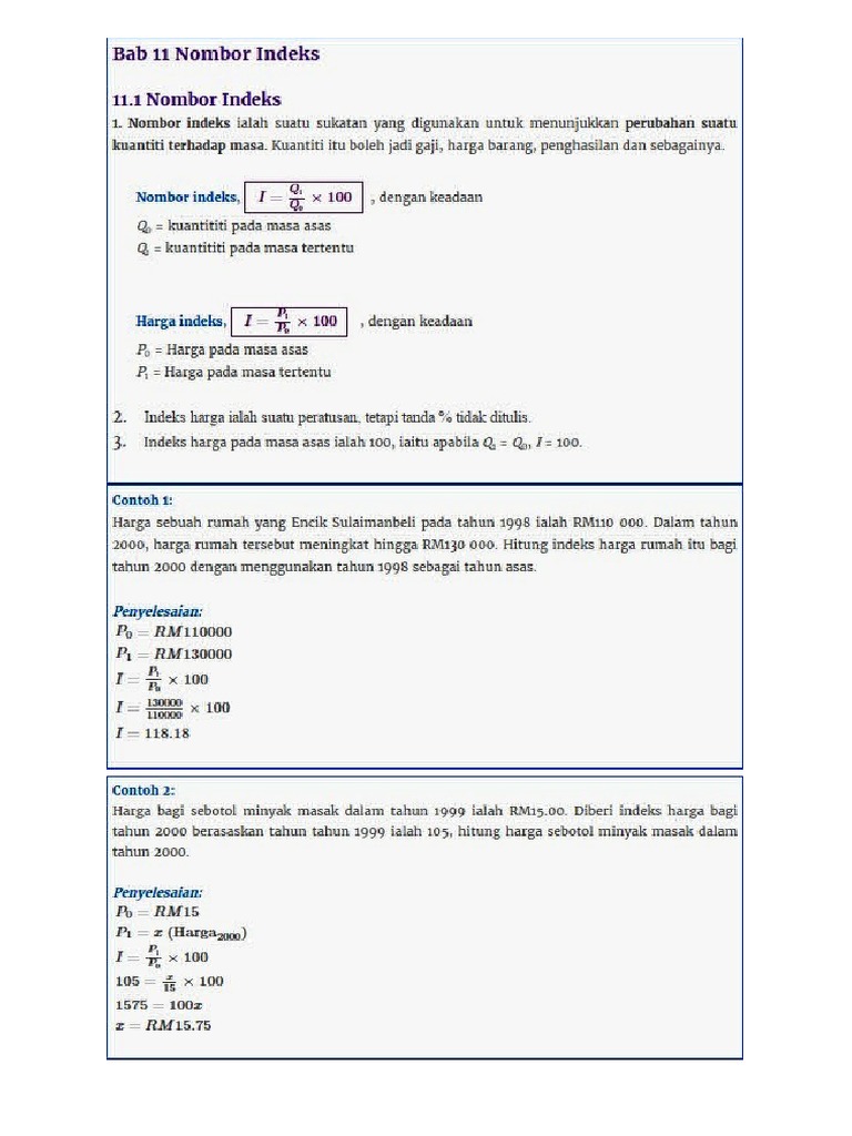 Bab 11 Nombor Indeks (Nota) | PDF