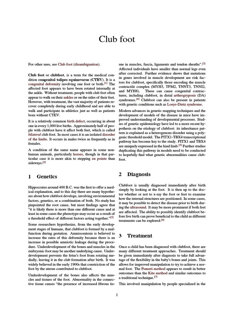 Club Foot | PDF | Musculoskeletal System | Medical Specialties