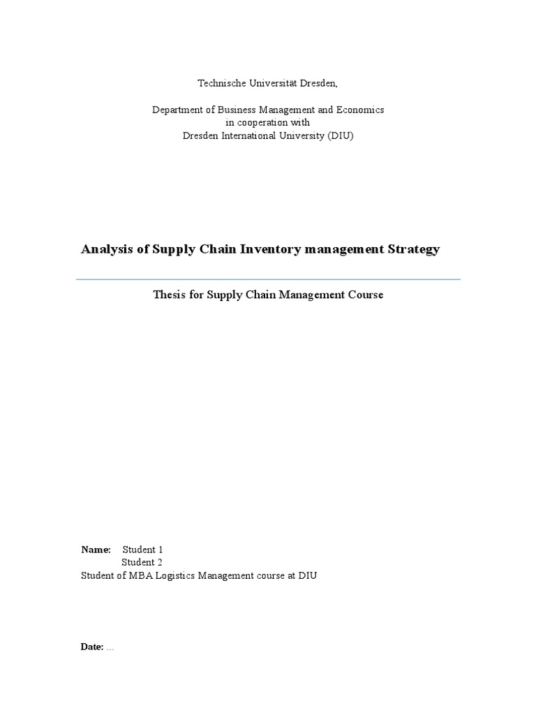 MBA Thesis: Supply Chain Inventory | PDF | Supply Chain | Inventory