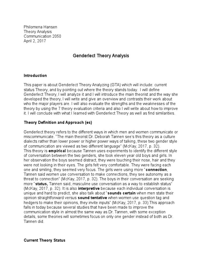 Genderlect Theory Analysis Final Paper | PDF | Gender | Gender Studies