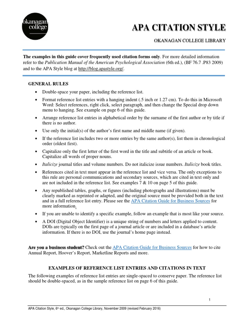 APA Style Guide | Citation | Apa Style