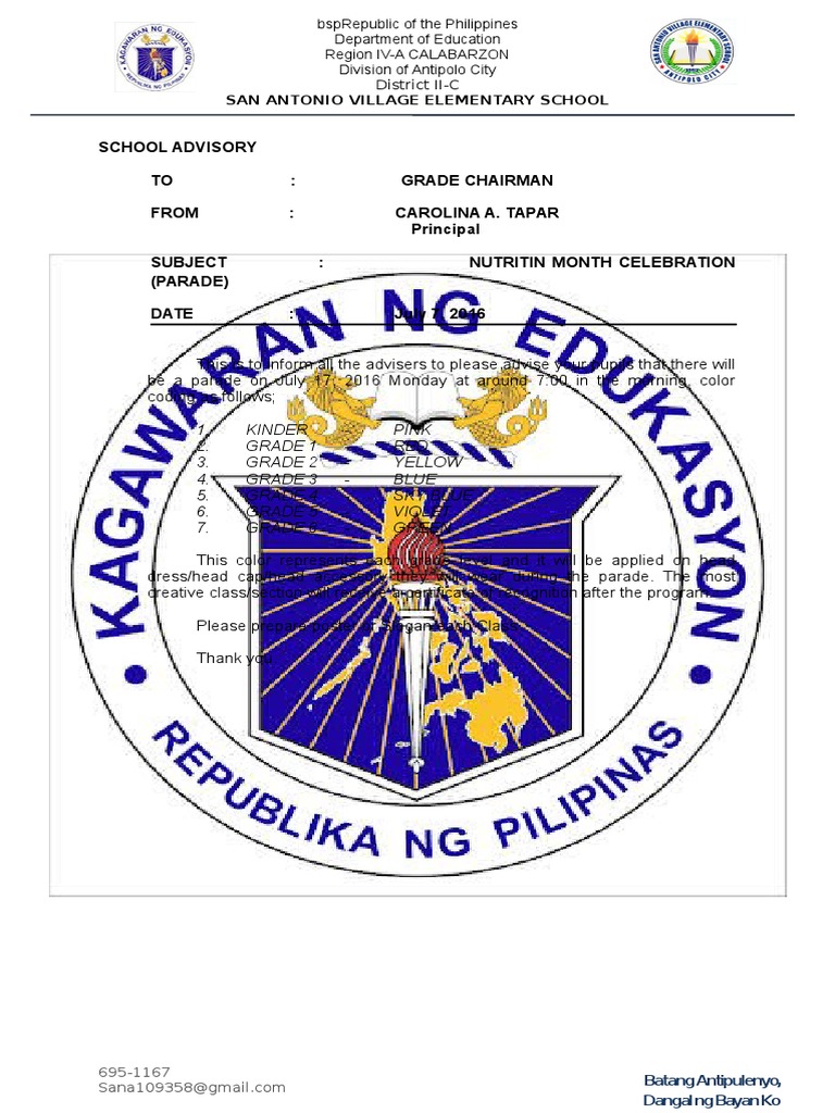 Kinder - Pink 2. Grade 1 - RED 3. Grade 2 - Yellow 4. Grade 3 - Blue 5 ...