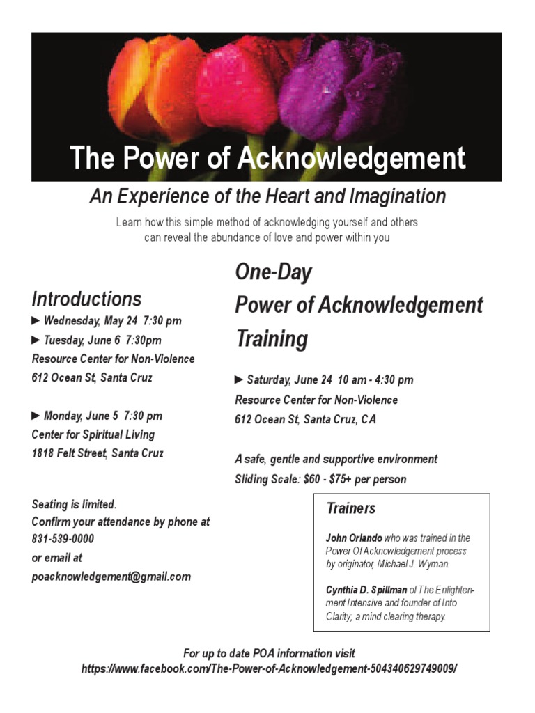 One-Day Power of Acknowledgement Training | PDF | Self-Improvement