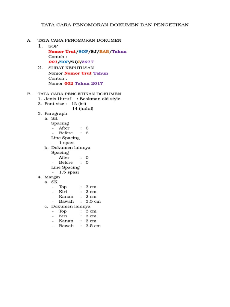 Tata Cara Penomoran Dokumen Dan Pengetikan | PDF