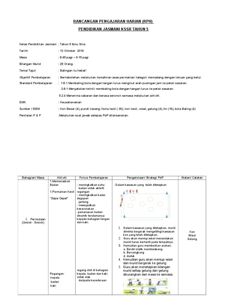 RPH Pendidikan Jasmani Tahun 5 | PDF
