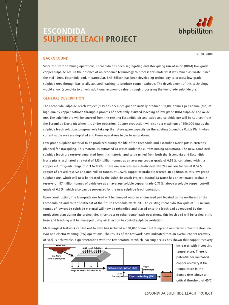 Escondida Sulphide Leach 2004 | PDF | Mining | Copper