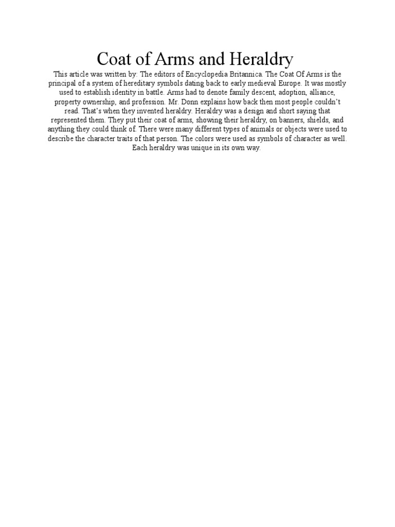 Coat of Arms and Heraldry | PDF | History | Classics