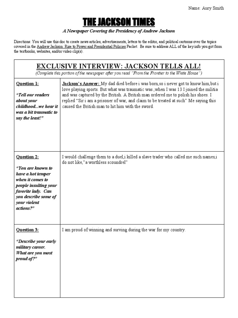 The Jackson Times: Exclusive Interview: Jackson Tells All! | PDF ...