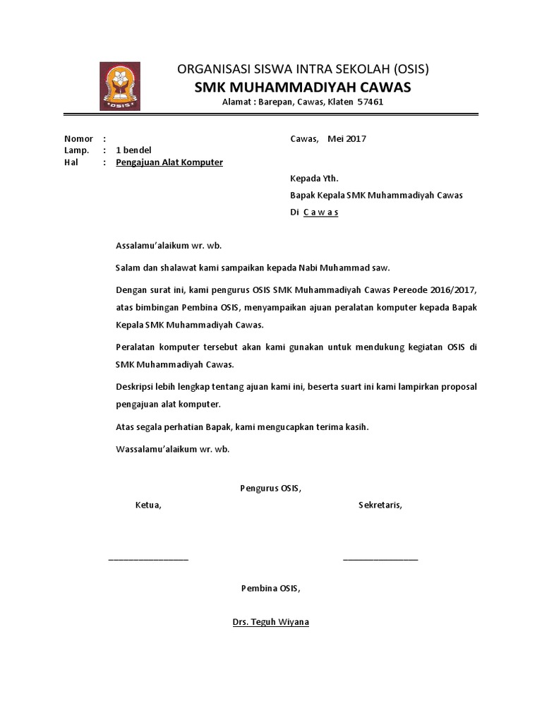 Contoh Proposal Pengajuan Alat Komputer Osis | PDF