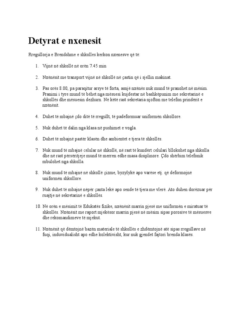 Detyrat e Nxenesit | PDF