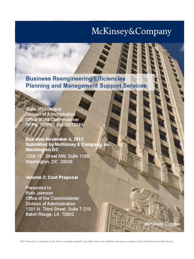 Mckinsey Cost Proposal | Mc Kinsey & Company | Project Management