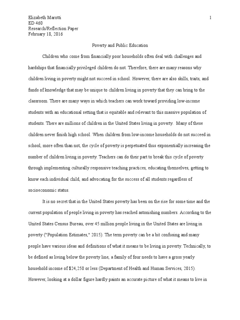 Research - Reflection Paper - Poverty - Revised | PDF | Poverty ...