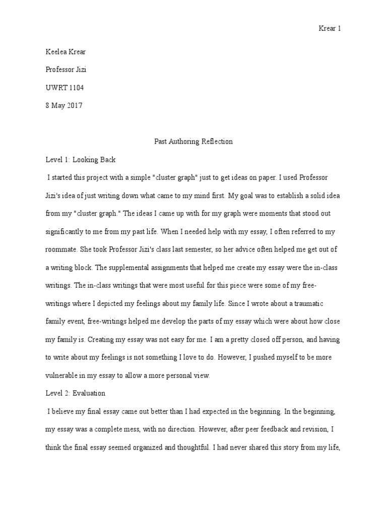 Past Authoring Reflection - Final | PDF | Essays | Behavioural Sciences