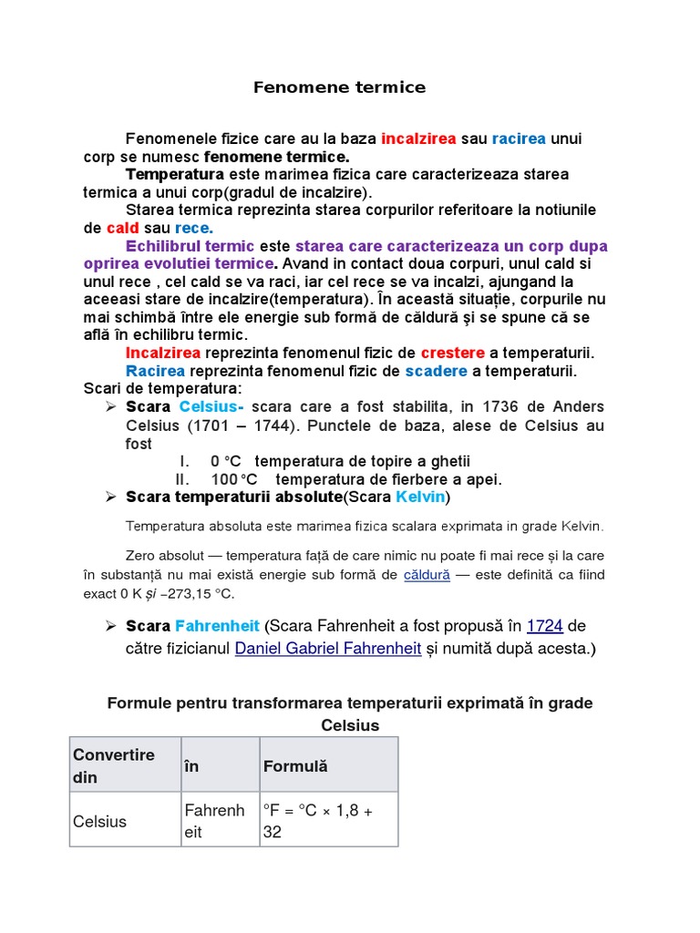 Fenomene Termice | PDF