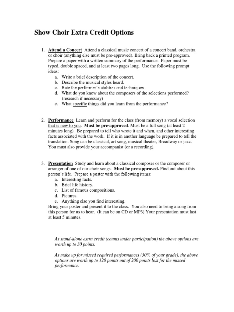 Extra Credit Options | PDF | Foreign Language Studies | Art