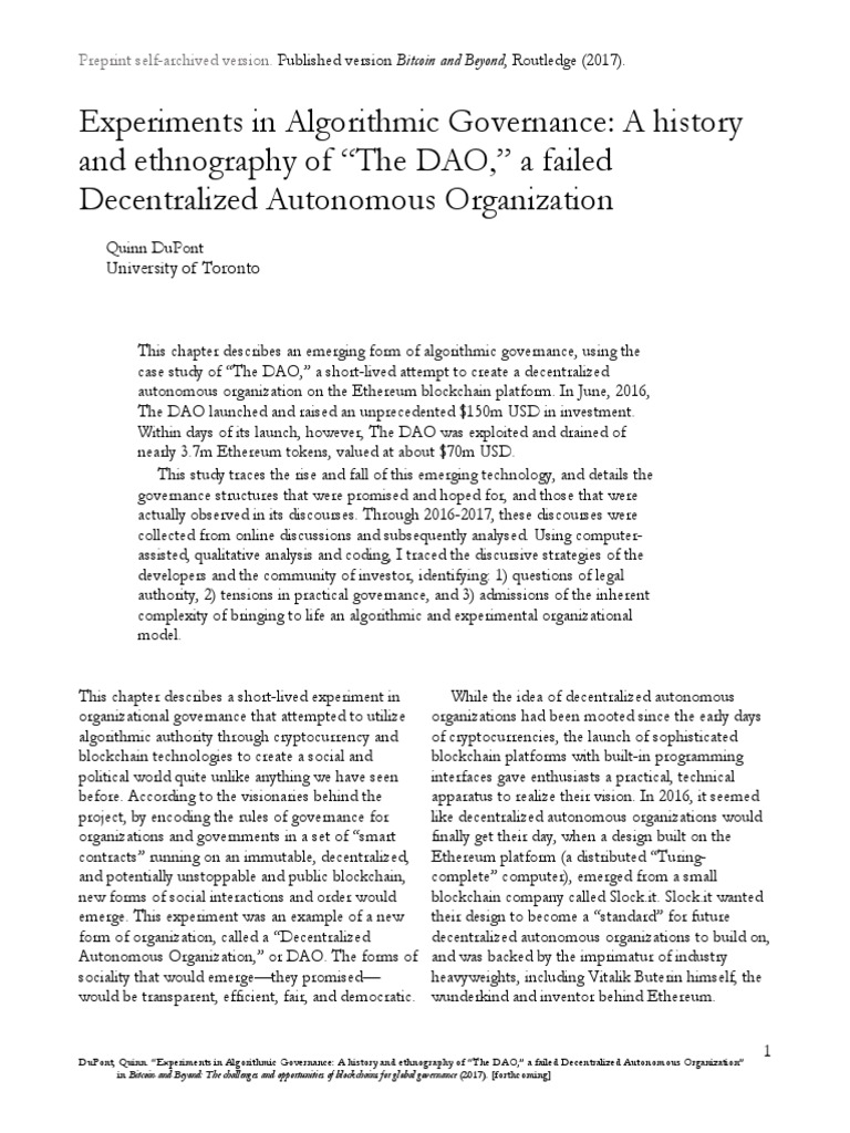 Experiments in Algorithmic Governance: A History and Ethnography of ...