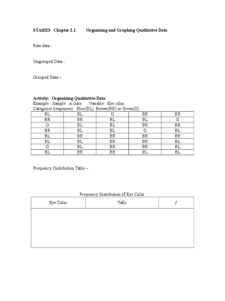 STA2023 Chapter 2.1 Notes Skeleton | PDF