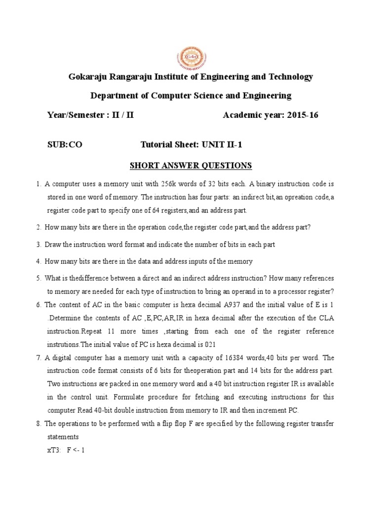 CO Unit 2-1 | PDF | Instruction Set | Central Processing Unit