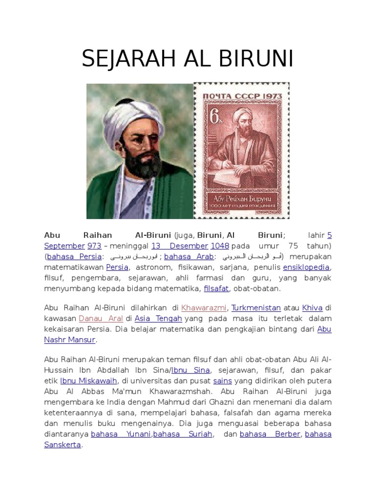 Biografi Singkat Abu Raihan Al-Biruni | PDF