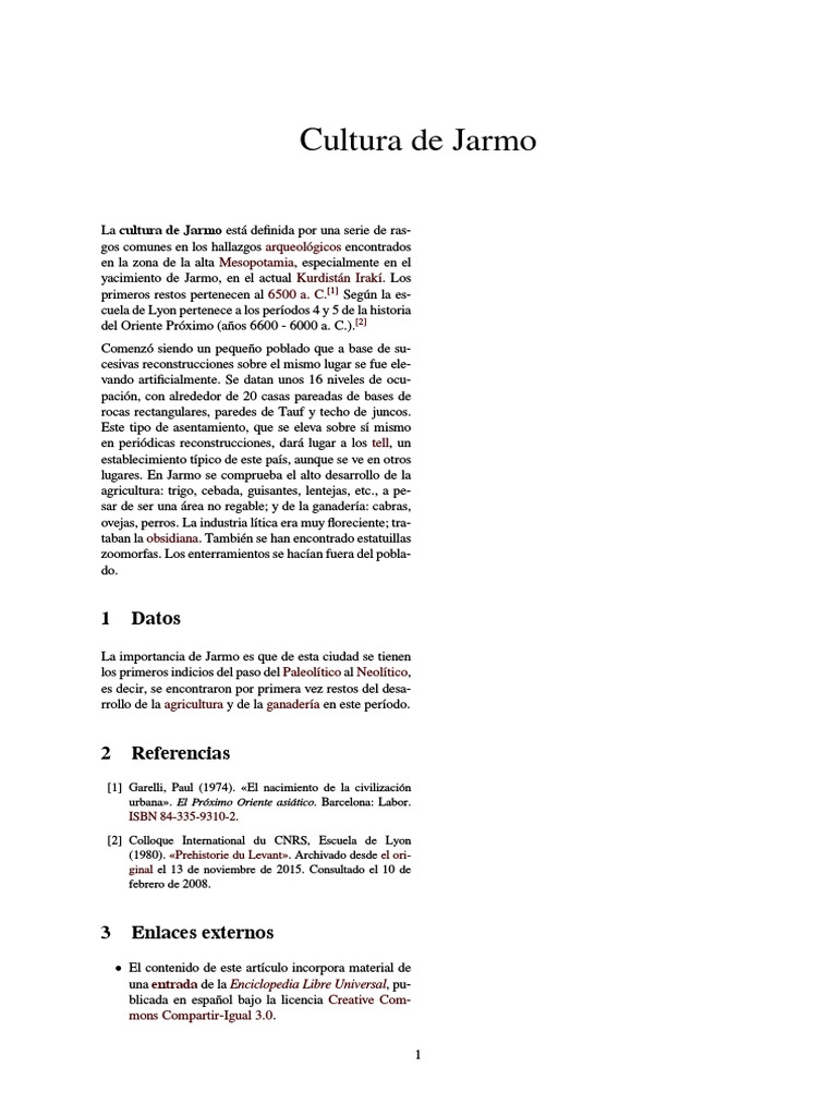 Cultura de Jarmo | PDF | Arqueología | Agricultura
