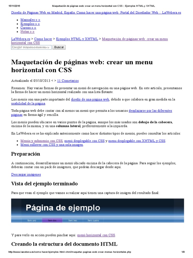Maquetación de Páginas Web_ Crear Un Menu Horizontal Con CSS __ Ejemplos HTML y XHTML | HTML ...
