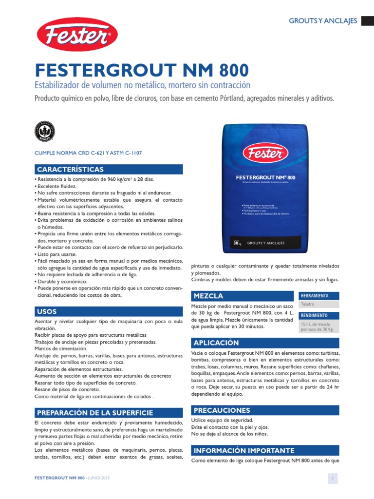 Festergrout NM 800 | Hormigón | Cemento