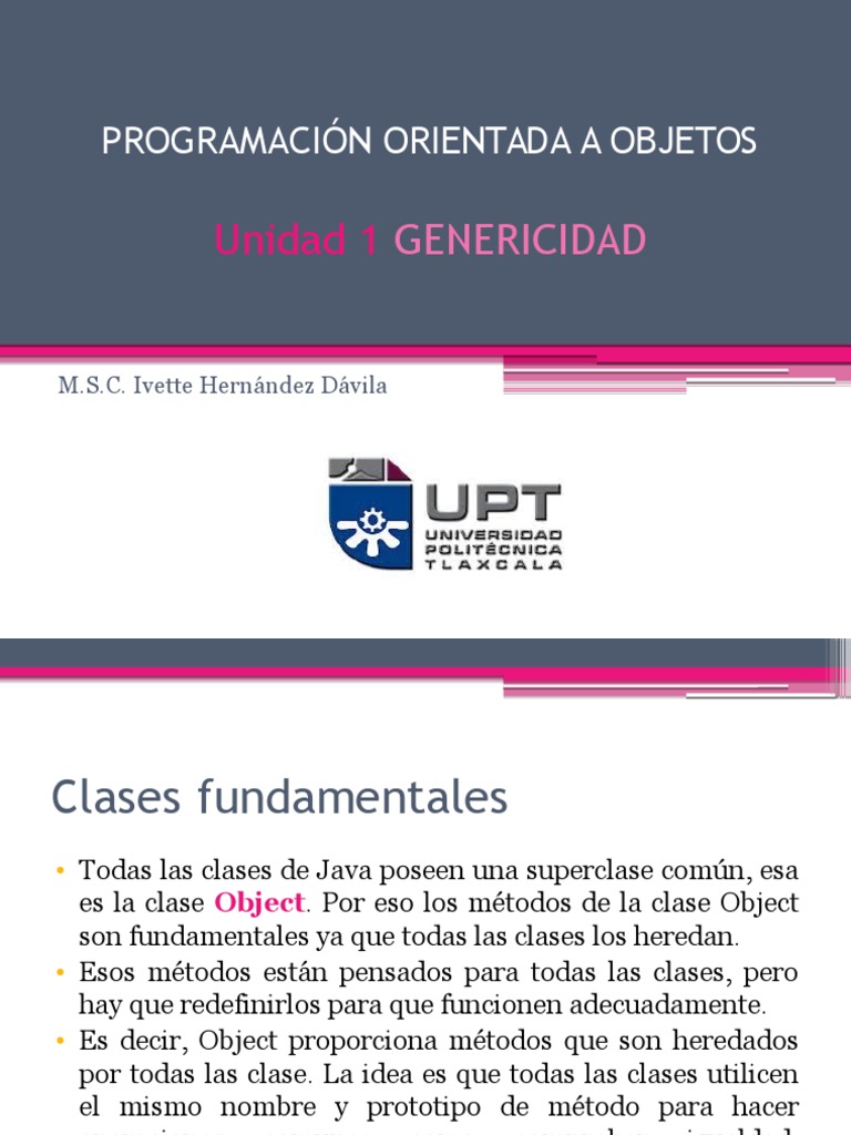 Poo Genericidad | PDF | Java (lenguaje de programación) | Objeto (informática)
